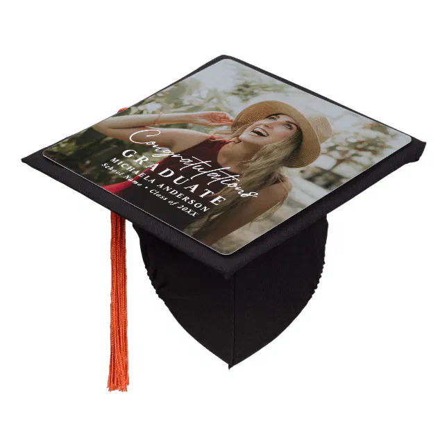Congratulations Graduate Handwritten Script Photo Graduation Cap Topper ...