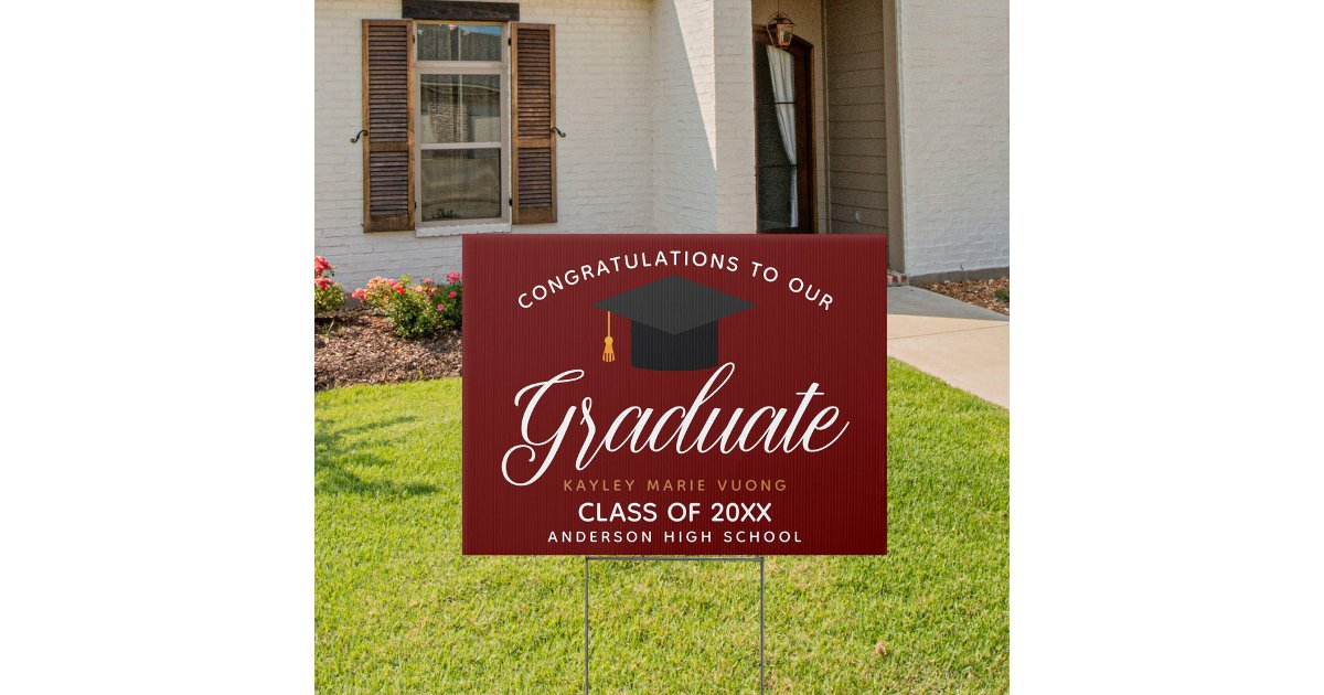 Congratulations Graduate Maroon 2026 Graduation Sign | Zazzle