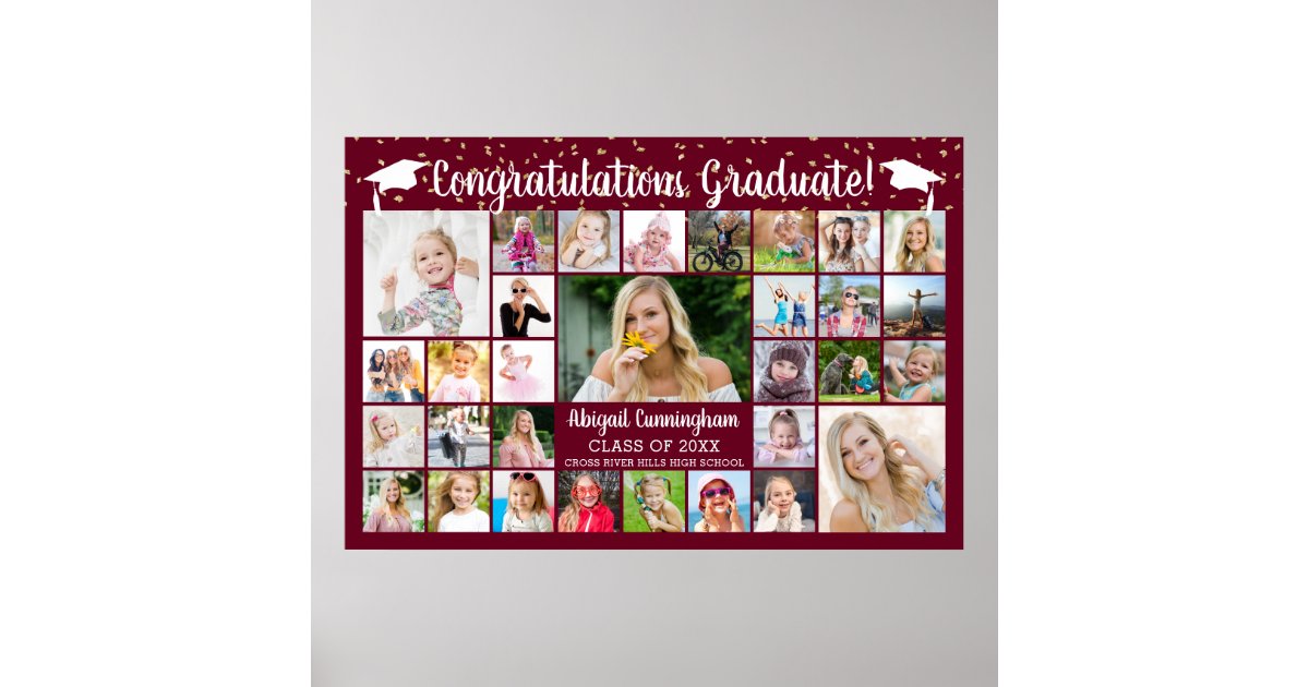 Congratulations Graduate Maroon 31 Photo Collage Poster | Zazzle