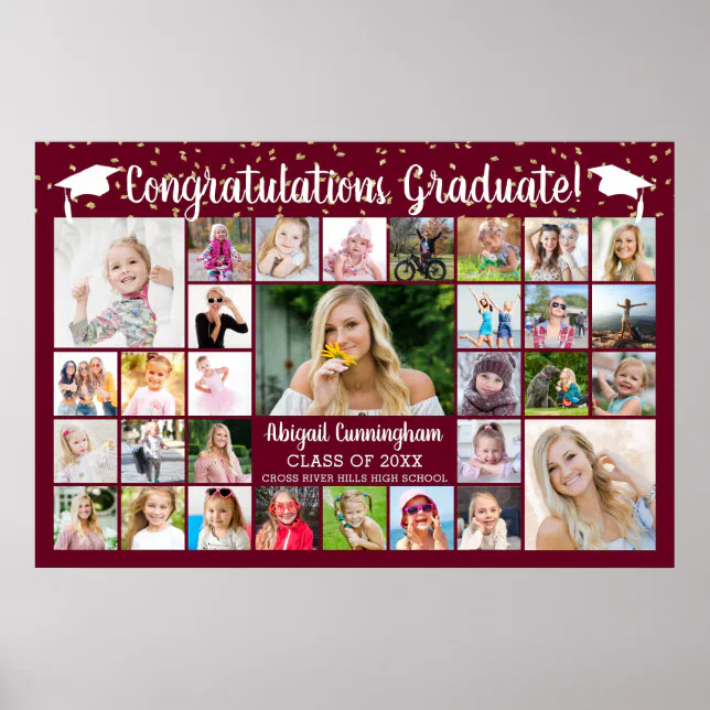 Congratulations Graduate Maroon 31 Photo Collage Poster | Zazzle