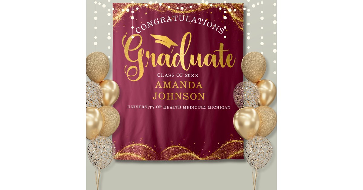 Congratulations Graduate Maroon Gold Graduation Tapestry | Zazzle
