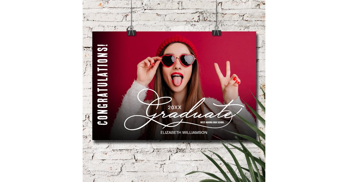 Congratulations Graduate Modern Photo Party Poster | Zazzle