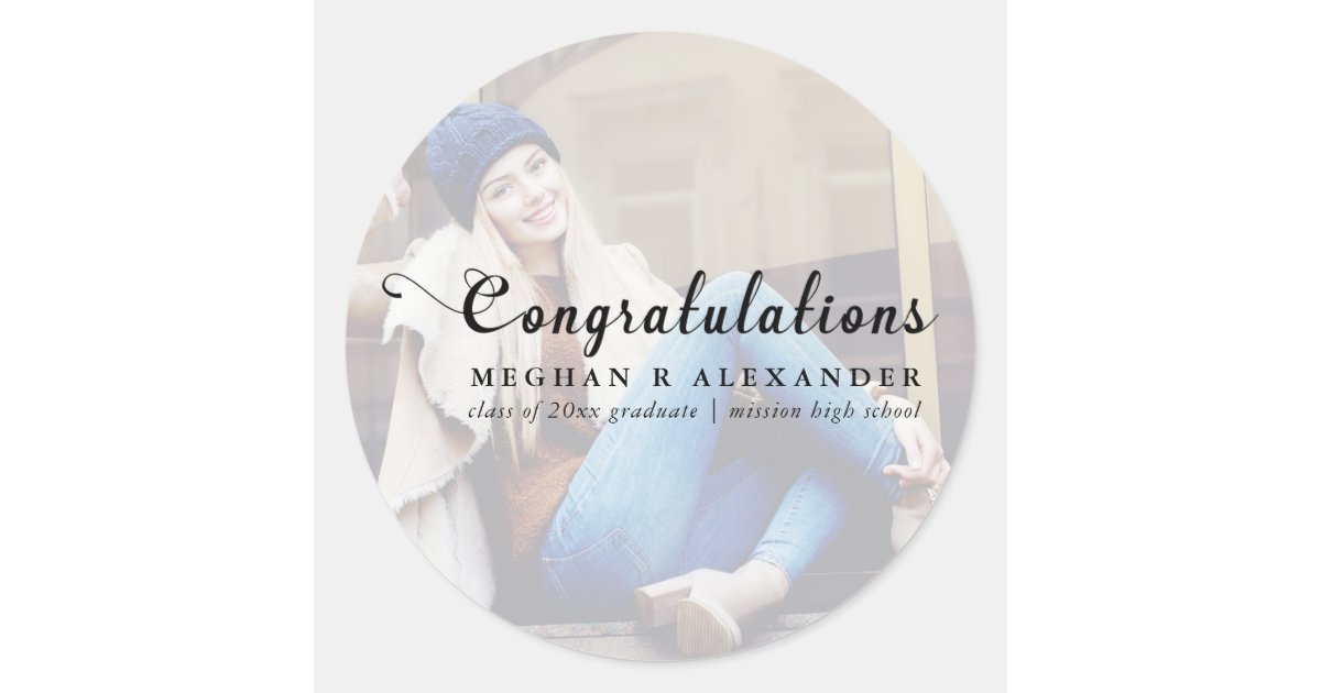 Congratulations Graduate Photo and Name Sticker | Zazzle