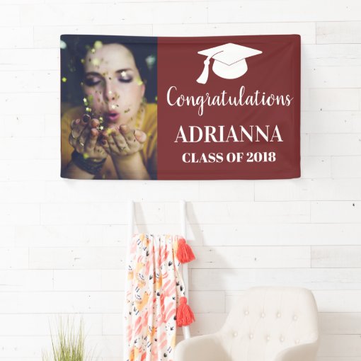 Congratulations Graduate Photo Maroon Banner | Zazzle