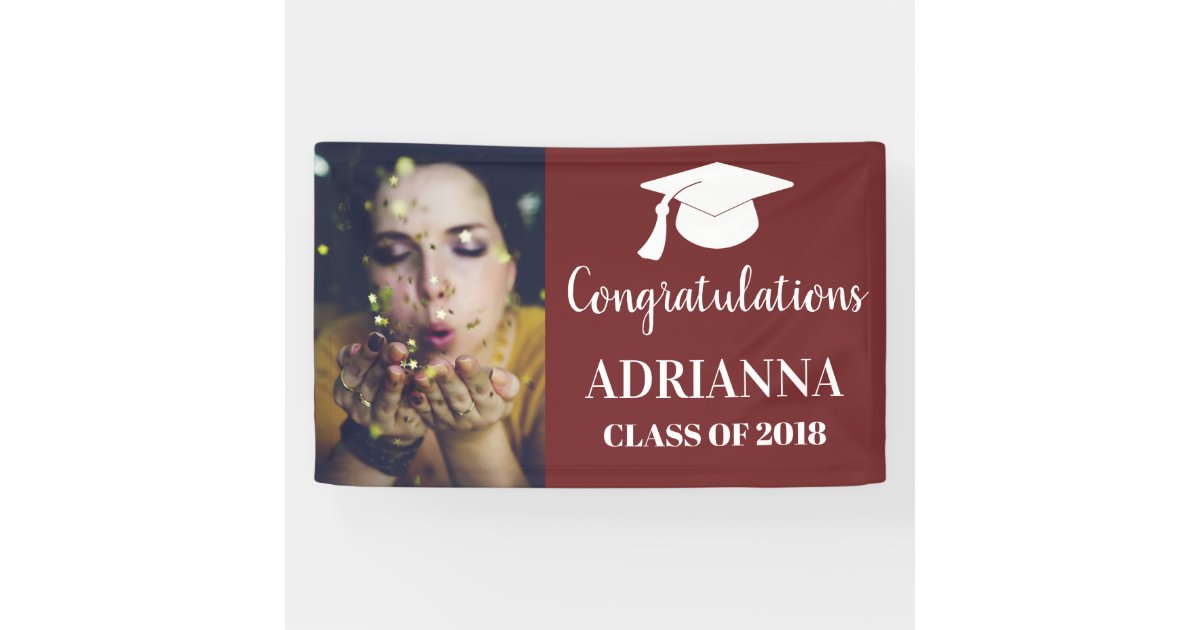 Congratulations Graduate Photo Maroon Banner | Zazzle