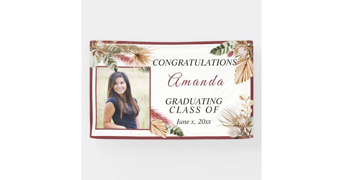 Congratulations Graduate Photo Tropical Bohemian Banner | Zazzle