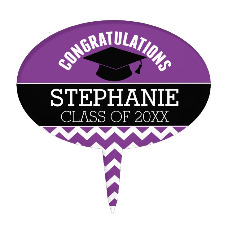 Congratulations Graduate - Purple Black Graduation Cake Topper | Zazzle