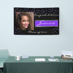 Congratulations Graduate Purple Glitter, Custom Banner | Zazzle