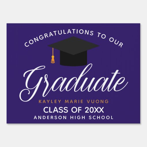 Congratulations Graduate Purple Gold 2024 Yard Sign | Zazzle