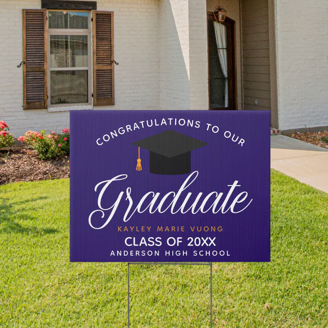 Congratulations Graduate Purple Gold 2024 Yard Sign | Zazzle