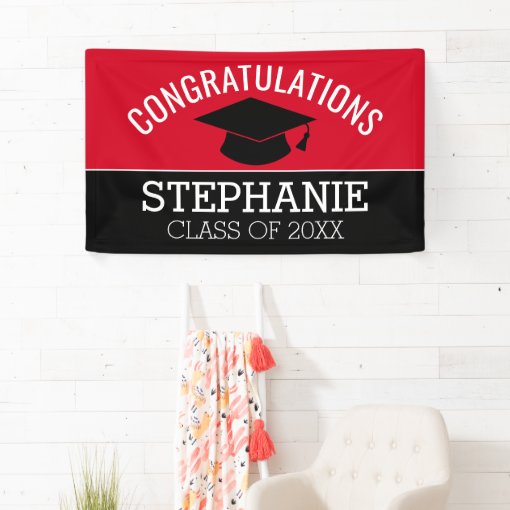 Congratulations Graduate - Red Black Graduation Banner | Zazzle