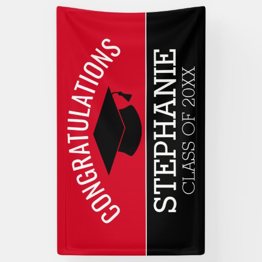 Congratulations Graduate - Red Black Graduation Banner | Zazzle