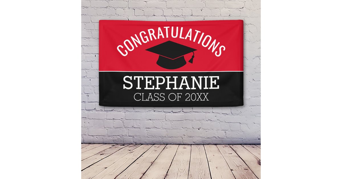Congratulations Graduate - Red Black Graduation Banner | Zazzle