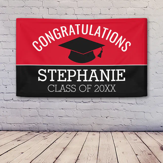 Congratulations Graduate - Red Black Graduation Banner | Zazzle