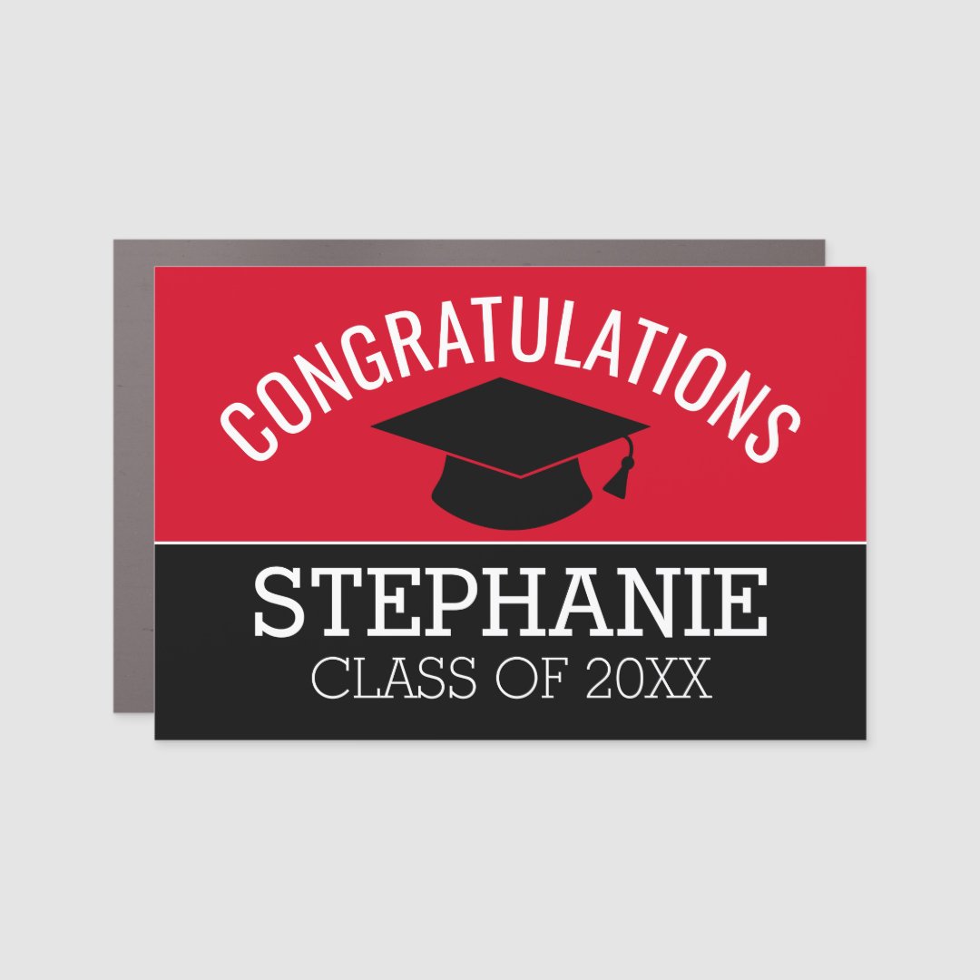 Congratulations Graduate - red Black Graduation Car Magnet | Zazzle