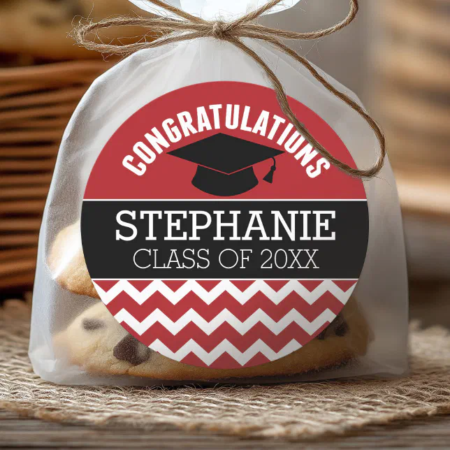 Congratulations Graduate - Red Black Graduation Classic Round Sticker ...