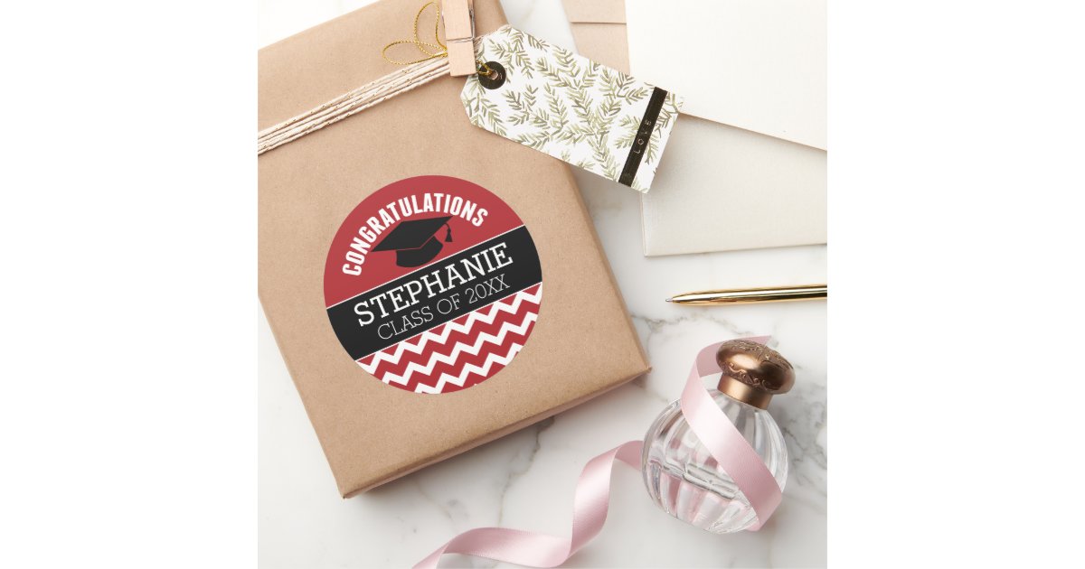 Congratulations Graduate - Red Black Graduation Classic Round Sticker ...