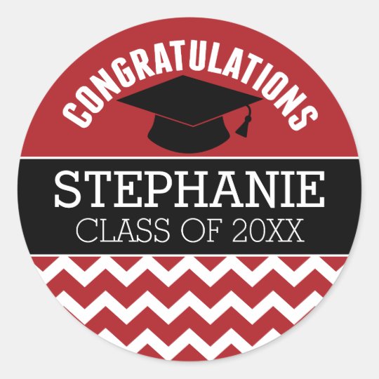 Congratulations Graduate - Red Black Graduation Classic Round Sticker ...