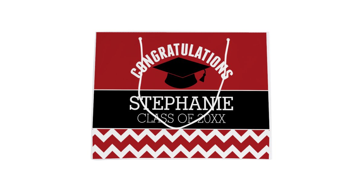 Congratulations Graduate - Red Black Graduation Large Gift Bag | Zazzle
