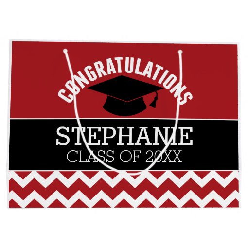 Congratulations Graduate - Red Black Graduation Large Gift Bag | Zazzle