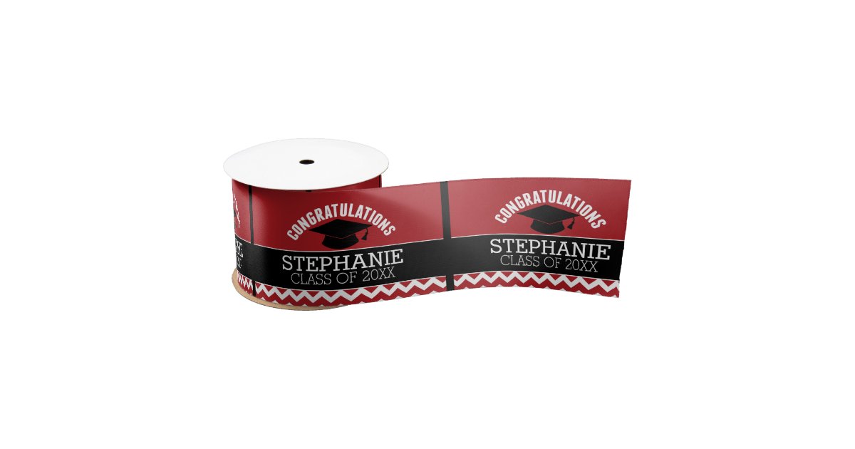 Congratulations Graduate - Red Black Graduation Satin Ribbon | Zazzle