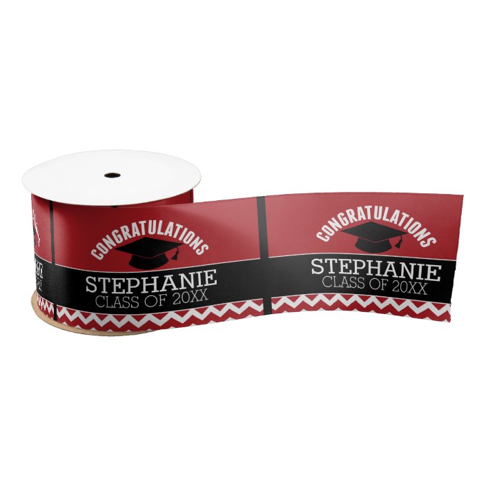 Congratulations Graduate - Red Black Graduation Satin Ribbon | Zazzle.com
