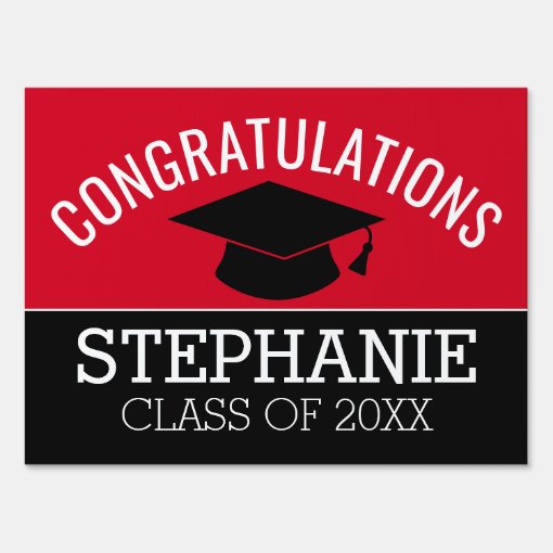 Congratulations Graduate - Red Black Graduation Sign | Zazzle