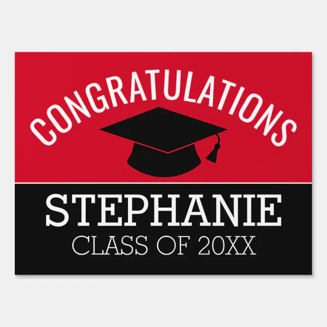 Congratulations Graduate - Red Black Graduation Sign | Zazzle