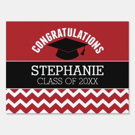 Congratulations Graduate - Red Black Graduation Sign | Zazzle