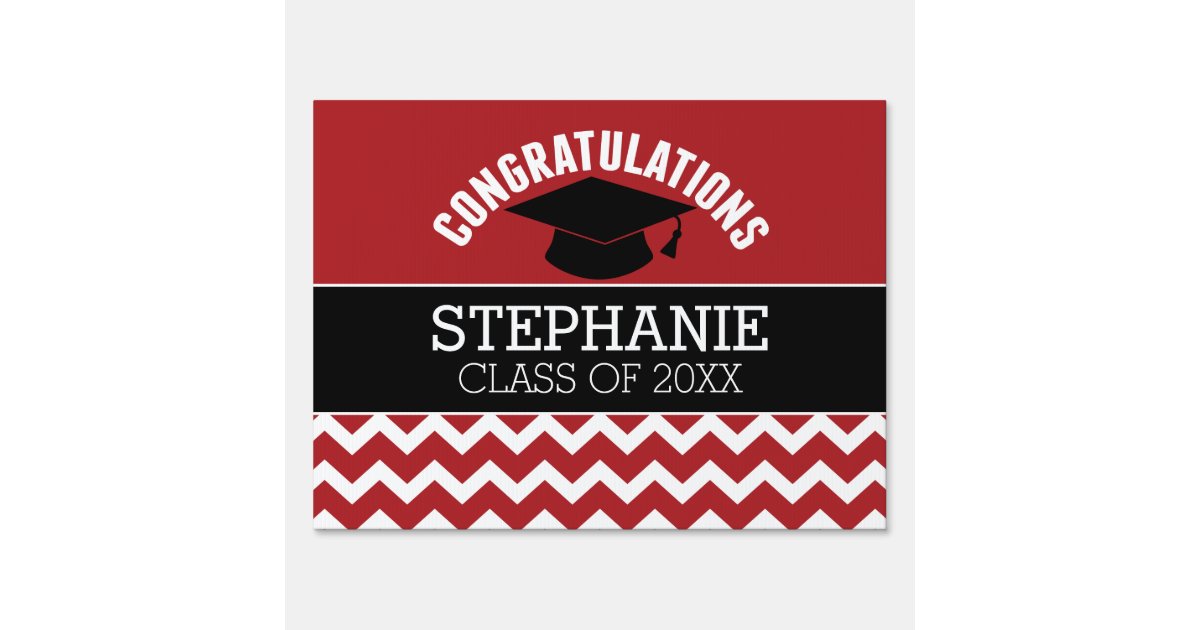 Congratulations Graduate - Red Black Graduation Sign | Zazzle