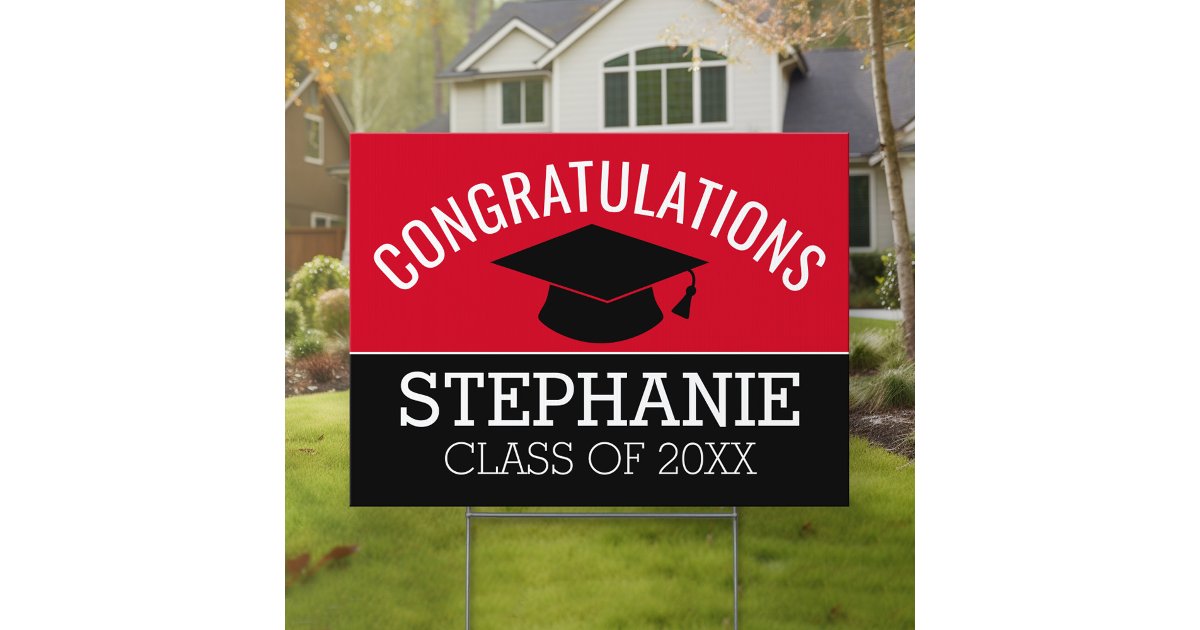 Congratulations Graduate - Red Black Graduation Sign | Zazzle