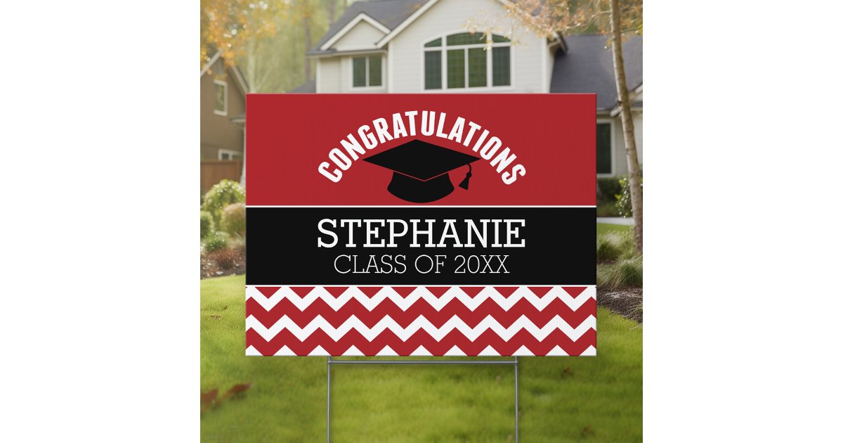 Congratulations Graduate - Red Black Graduation Sign | Zazzle