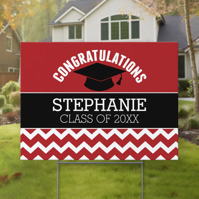 Congratulations Graduate - Red Black Graduation Sign | Zazzle