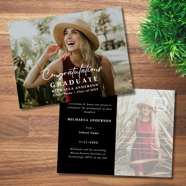 Congratulations Graduate Script 2-Photo Graduation Announcement ...