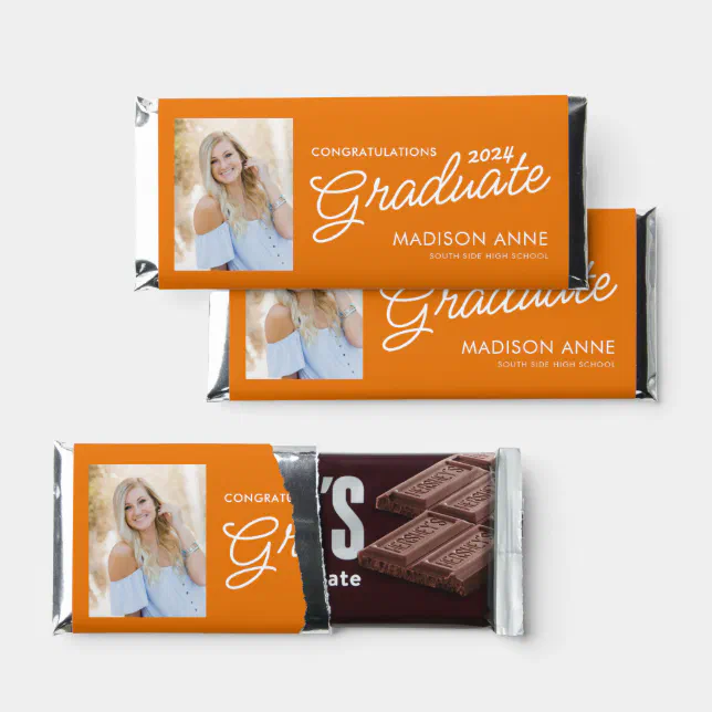 Congratulations Graduate Script Photo Hershey Bar Favors | Zazzle