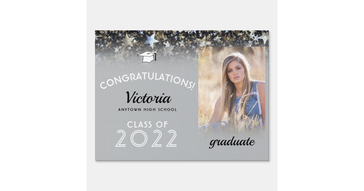 Congratulations Graduate Silver Photo Sign | Zazzle