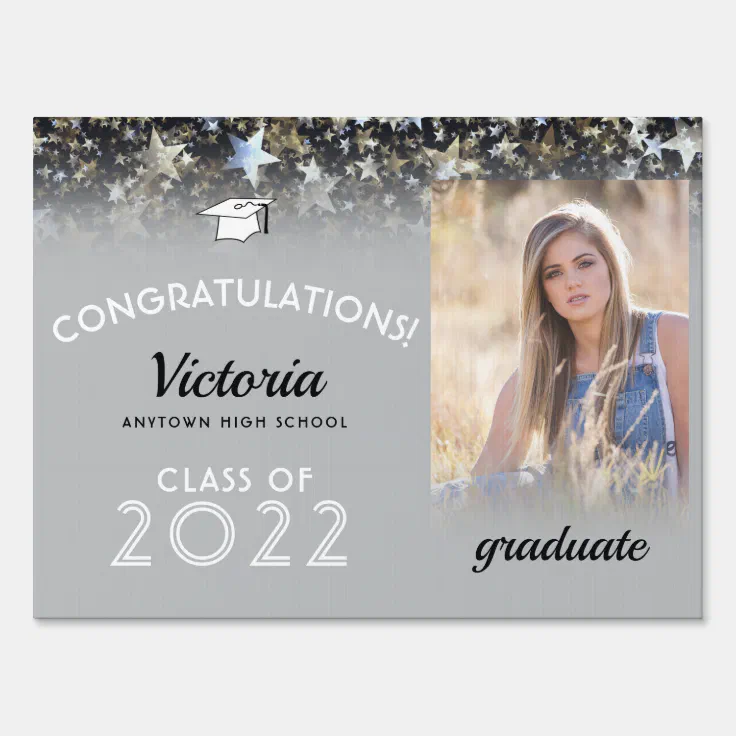 Congratulations Graduate Silver Photo Sign | Zazzle