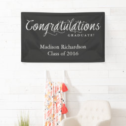 Congratulations Graduate Trendy Chalkboard Style Banner | Zazzle