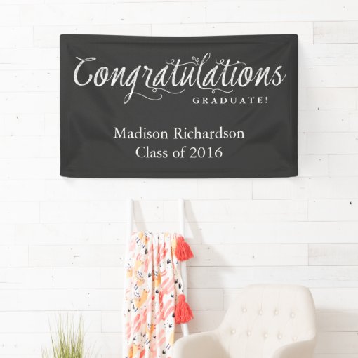Congratulations Graduate Trendy Chalkboard Style Banner | Zazzle