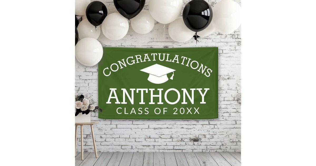Congratulations Graduate Virtual Graduation green Banner | Zazzle