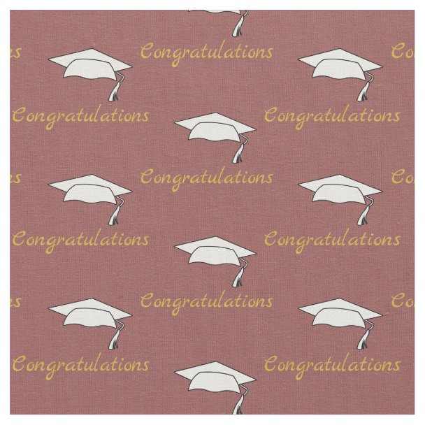 Congratulations with White Graduate's Cap on Black Fabric | Zazzle