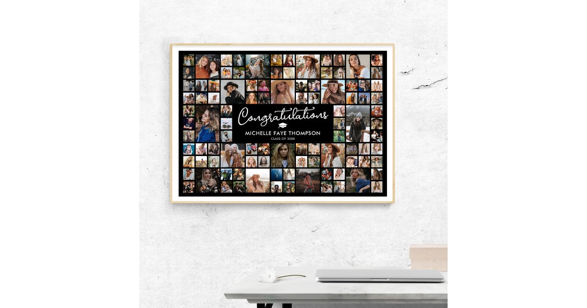 Congratulations Graduation 100 Photo Collage Poster | Zazzle