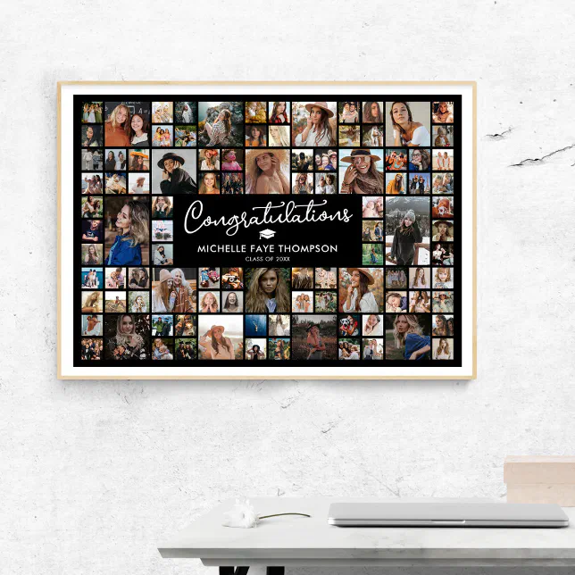 Congratulations Graduation 100 Photo Collage Poster | Zazzle