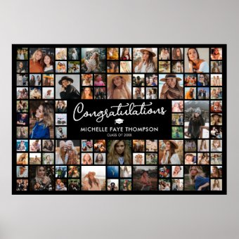 Congratulations Graduation 100 Photo Collage Poster | Zazzle