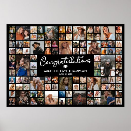 Congratulations Graduation 100 Photo Collage Poster | Zazzle