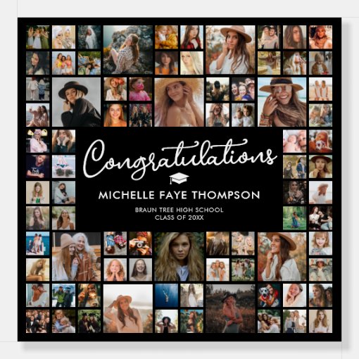 Congratulations Graduation 82 Photo Collage Square Foam Board | Zazzle