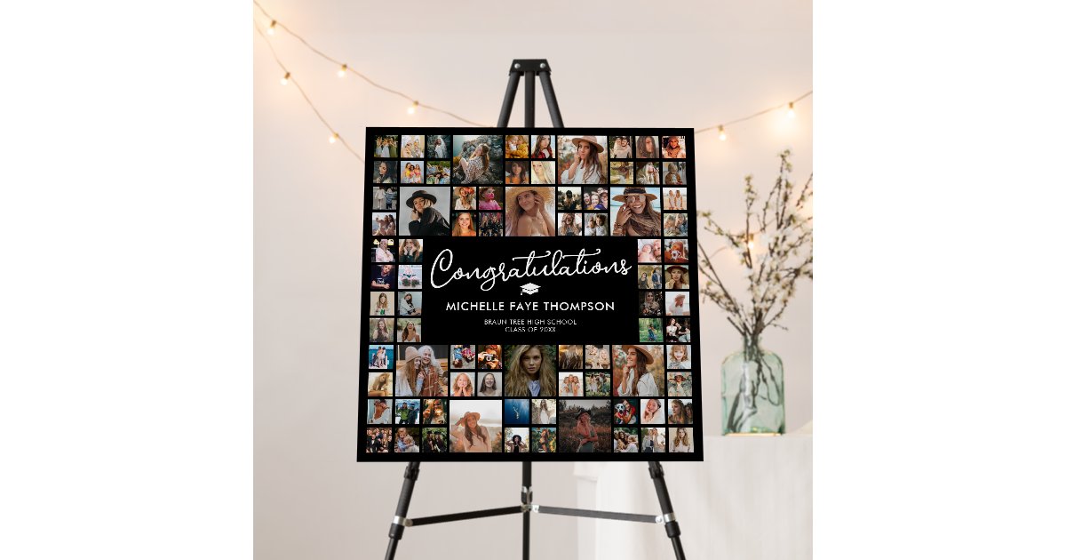 Congratulations Graduation 82 Photo Collage Square Foam Board | Zazzle