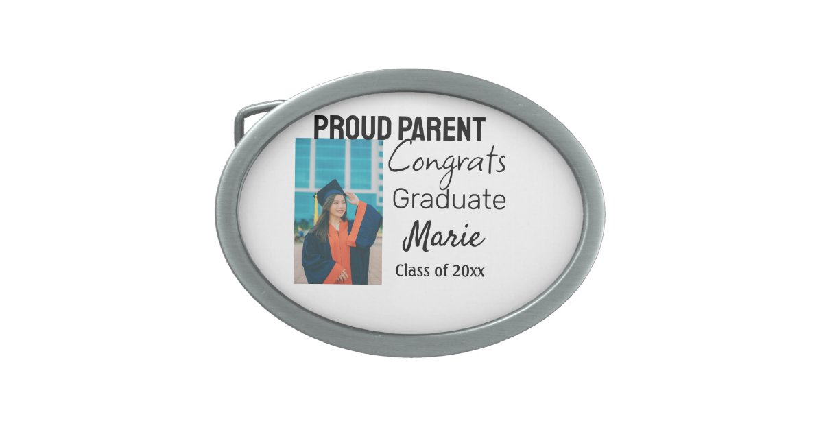 Congratulations graduation add name year text belt buckle | Zazzle