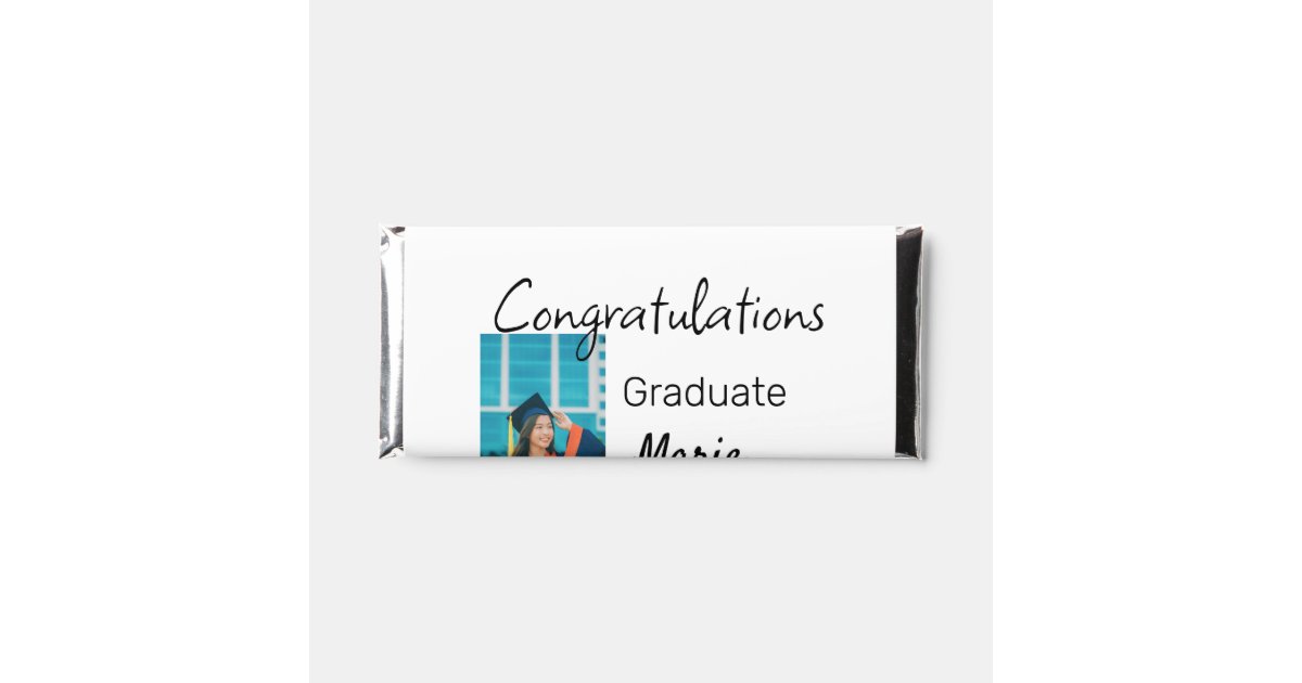 Congratulations graduation add name year text phot hershey bar favors ...