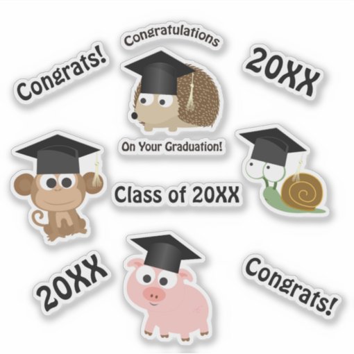 Congratulations Graduation Animals Sticker Set | Zazzle